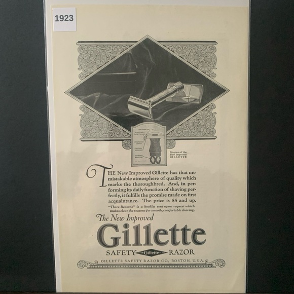Accents | Vintage 1923 Gillette New Improved Safety Razor Ad ...